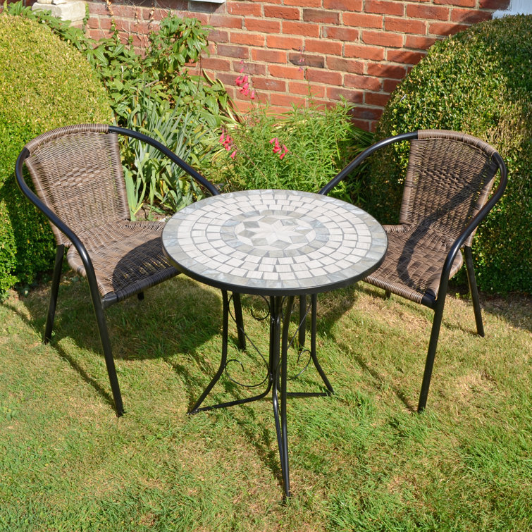 Dakota Fields VERDE BISTRO 60cm Mosaic Table with San Remo Chair Garden Set Reviews Wayfair